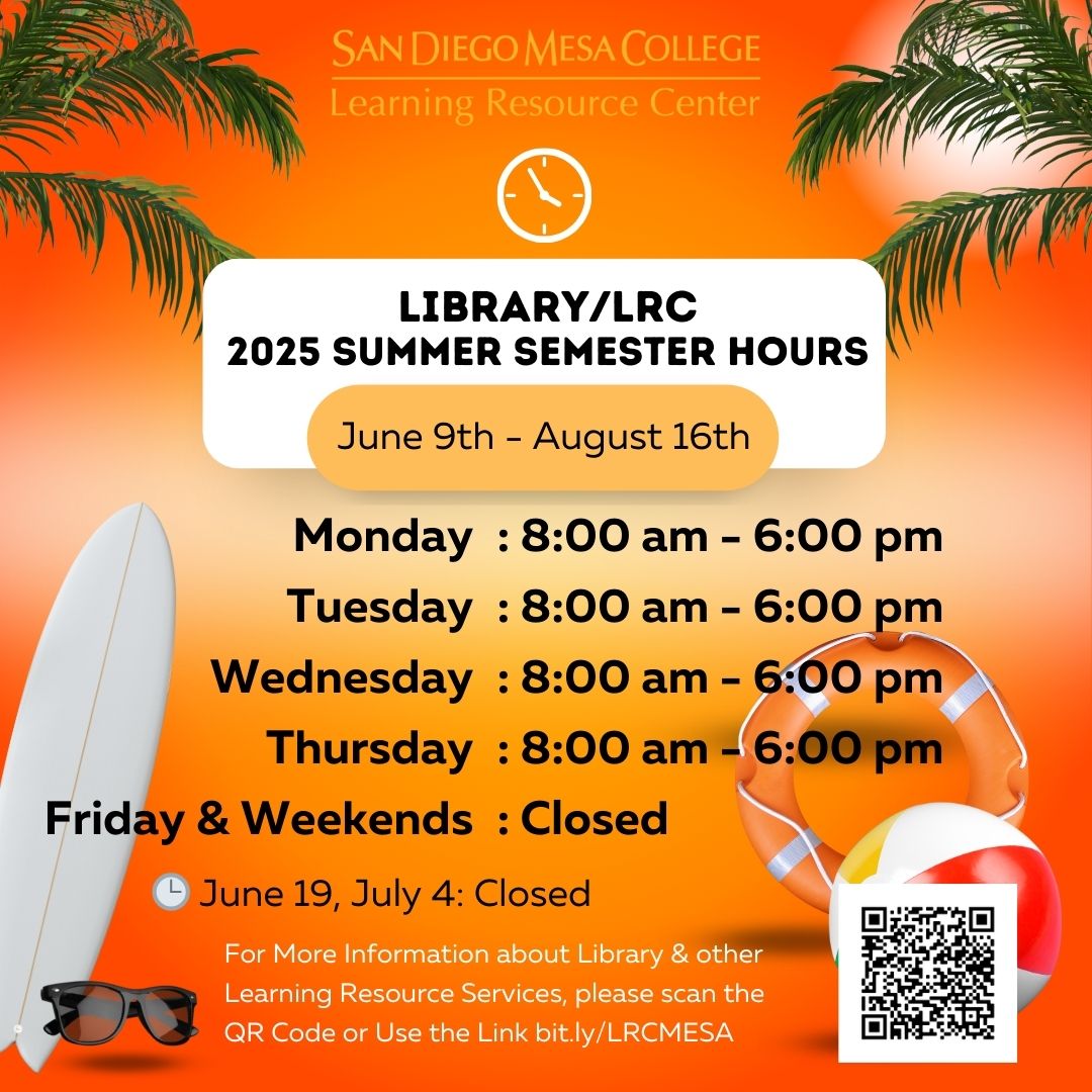 Mesa College Library Learning Resource Center Hours